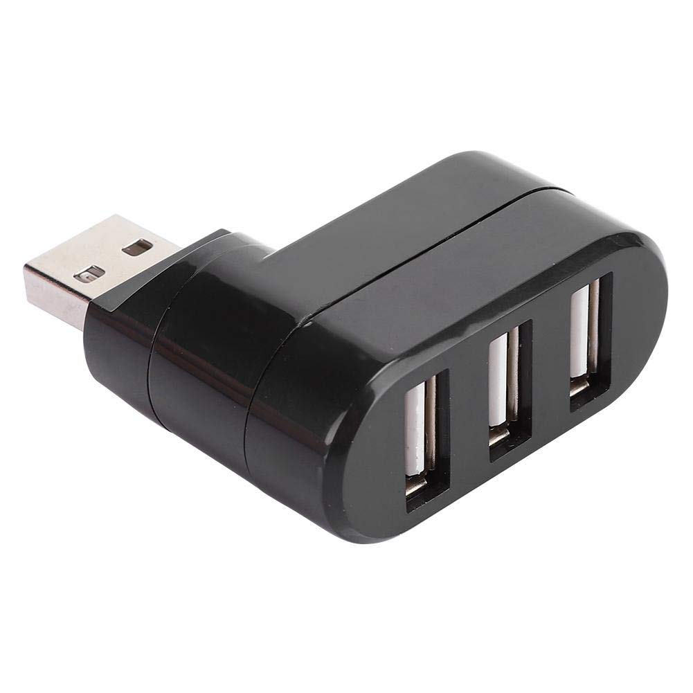 3-port USB HUB2.0 1-to-3 Computer USB Splitter 3-Port Travel USB Wall Charger USB Adapter Charging Station Box Rotatable for Printers, Card Readers, Thumb Drives(Black)