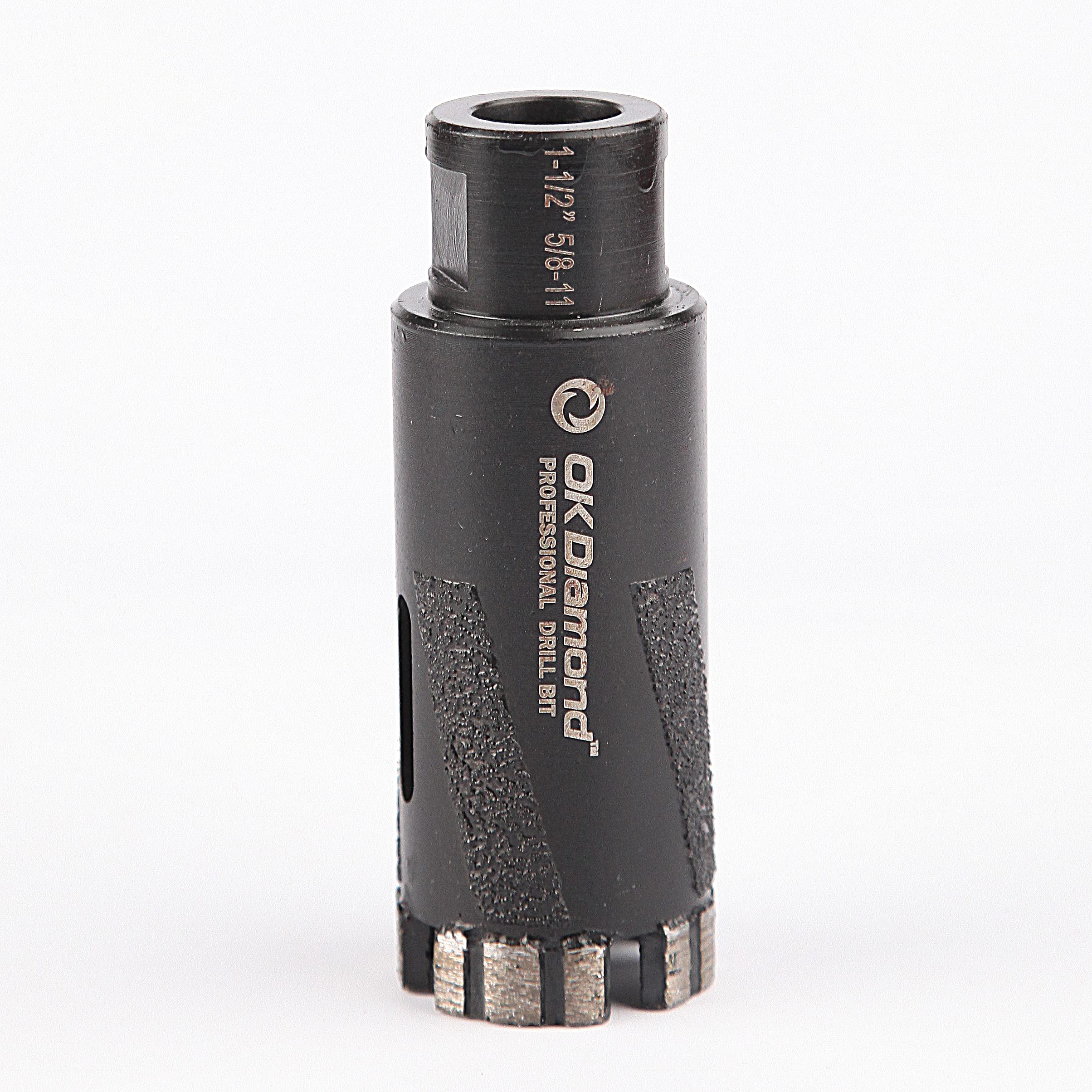OKDIAMOND Diamond Core Drill Bits for Hard Stone Concrete Marble Granite Brick Laser Welded Masonry Coring Dry or Wet Hole Saws 1-1/2 in