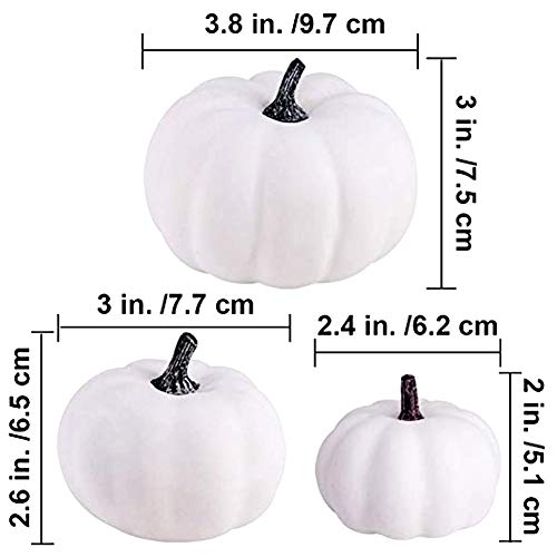 12 PCS White Artificial Pumpkins for Halloween Decoration, Fall Thanksgiving Home Garden Harvest Decor Embellishing and Displaying Party Supplies