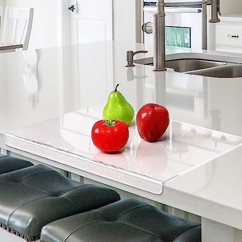 Acrylic Cutting Boards for Kitchen Counter, Clear Cutting Board for Countertop, Acrylic Cutting Board with Counter Lip, Anti-Slip Kitchen Clear Cutting Board for Countertop Protector(18x14 in)