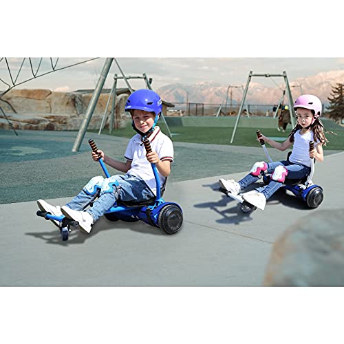 Hoverboard seat Attachment Go-Kart fits 6.5โ/ 8โ/ 10โ hoverboards, Hover cart for Kids & Adults, Accessory for self Balancing Scooter (Blue)