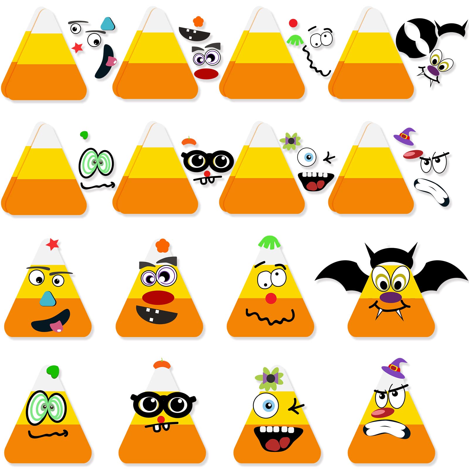 16 Pcs Halloween Crafts for Kids Candy Corn Halloween Craft Kit Toddler Craft Kit DIY Fall Crafts Halloween Candy Corn Magnet Felt Craft Kit for Toddlers Home Activities Fridge Magnet Decoration