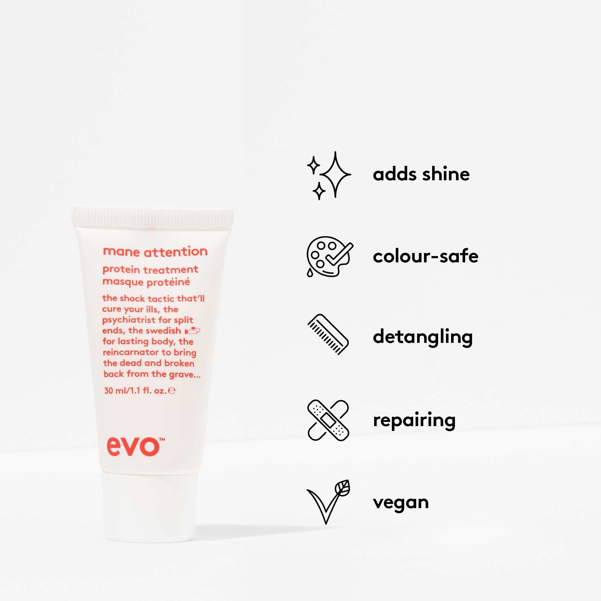EVO Mane Attention Protein Hair Treatment - Reconstructs, Repairs, & Strengthens Hair - Travel Size, 30ml / 1.01fl.oz