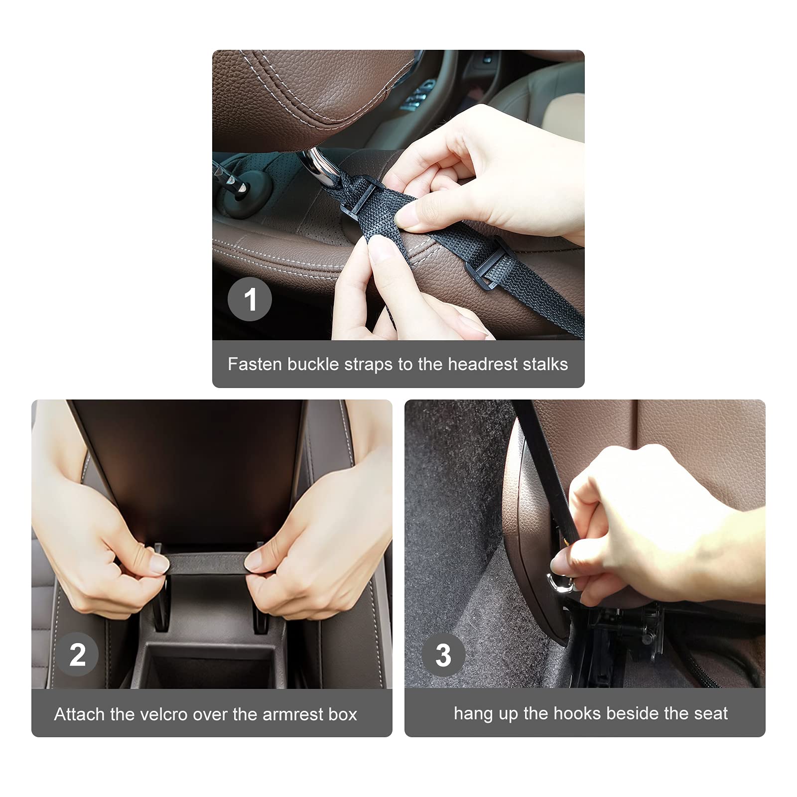 ZXZMZT Car Net Pocket Handbag Holder, Car Purse Holder Between Seats Front, Between Seats car Organizer, Accessory Organizer,Backseat Organizer Storage for Car Front Seat. (Black, 4.5inch)