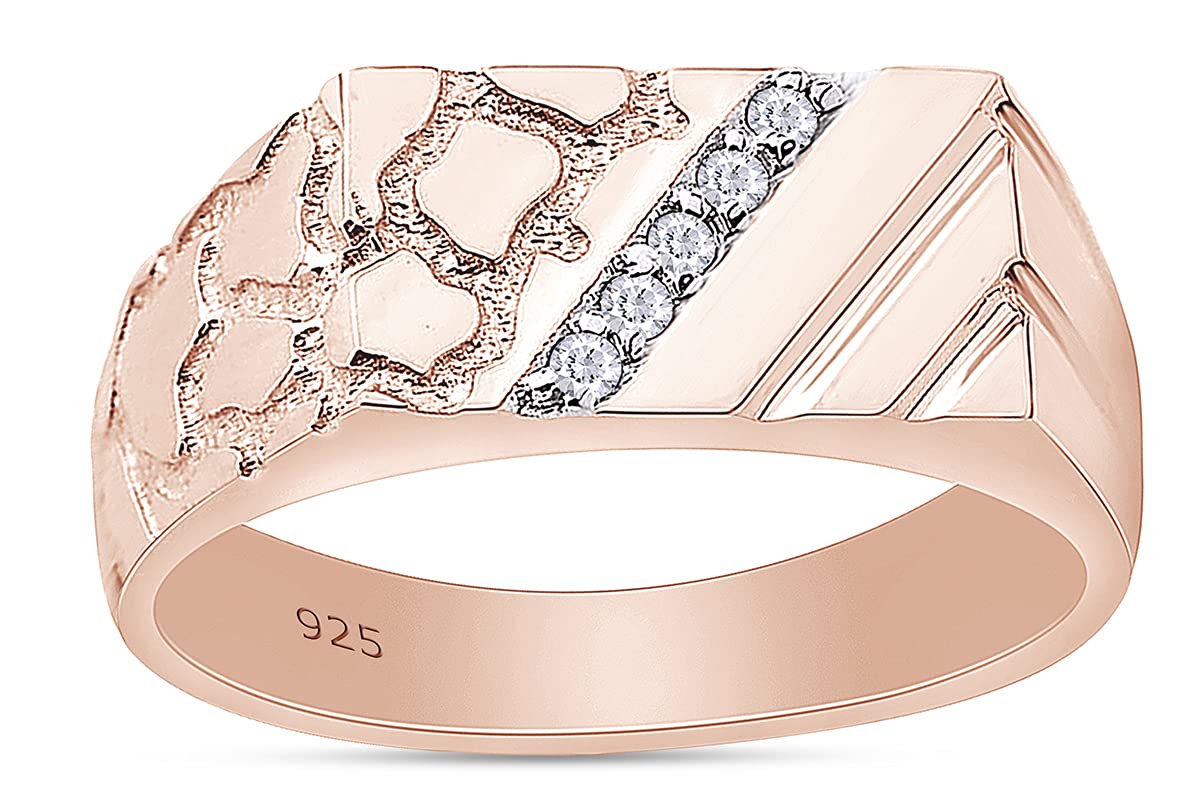 14k Rose Gold Over 925 Sterling Silver Cubic Zirconia Nugget Ring, Ring Size 7