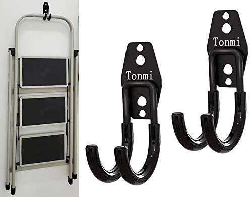 2Pcs Telescoping Wall Mount Ladder Hooks, Folding Step Stool Wall Mount Hooks, Household Engineering Ladder Hanger, Telescoping Ladder Hanger, for Garage or Shed Display & Storage Ladder Tool