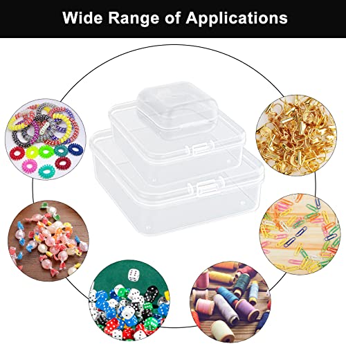 15Pcs Small Clear Plastic Storage Containers with Lids, Empty Mini Plastic Rectangular Storage Box, Beads Storage Box with Hinged Lid for Craft Projects, Jewelry, Tools, Hardware, Small Items, Mix Siz