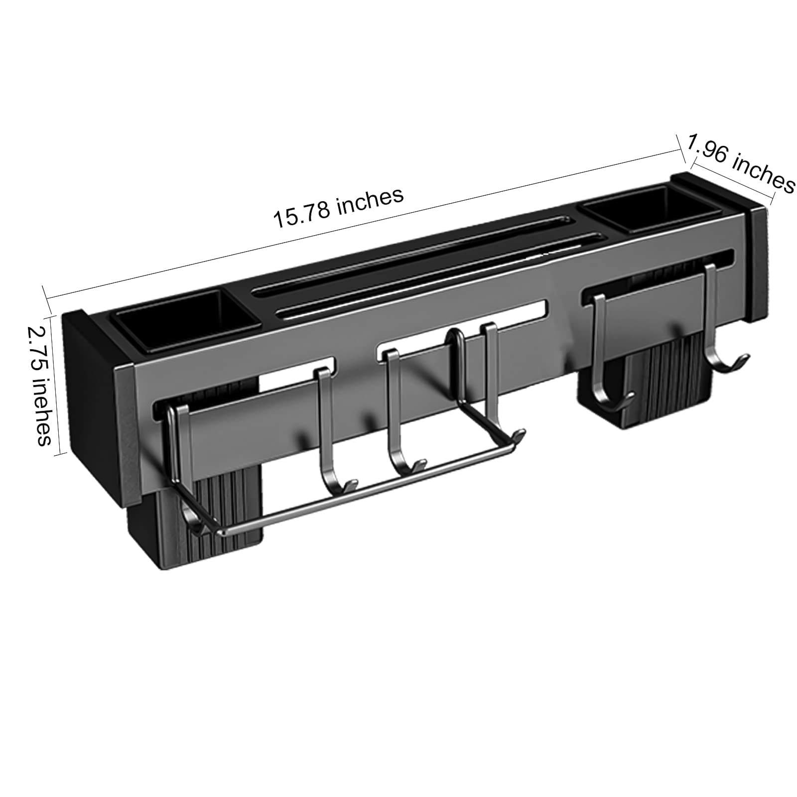 HST Kitchen Knife Holder for Wall, Stainless Steel Knife Blocker without knives,15.78 Inches Kitchen Knife Storage Organizer, Black