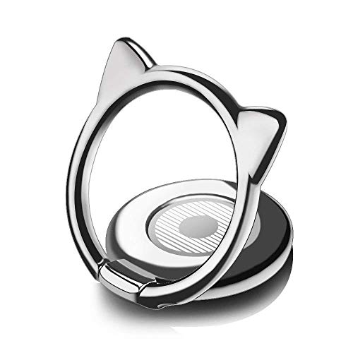 aceyoon Phone Ring Cat Attachable Kickstand Ultra Thin Cute 360 Degree Smartphone Finger Grip Ring Holder Stand Compatible for Phone X, XS, XR, XS Max, 8, 7 Plus, 7, 6S Plus, 6, S9, S10 Black
