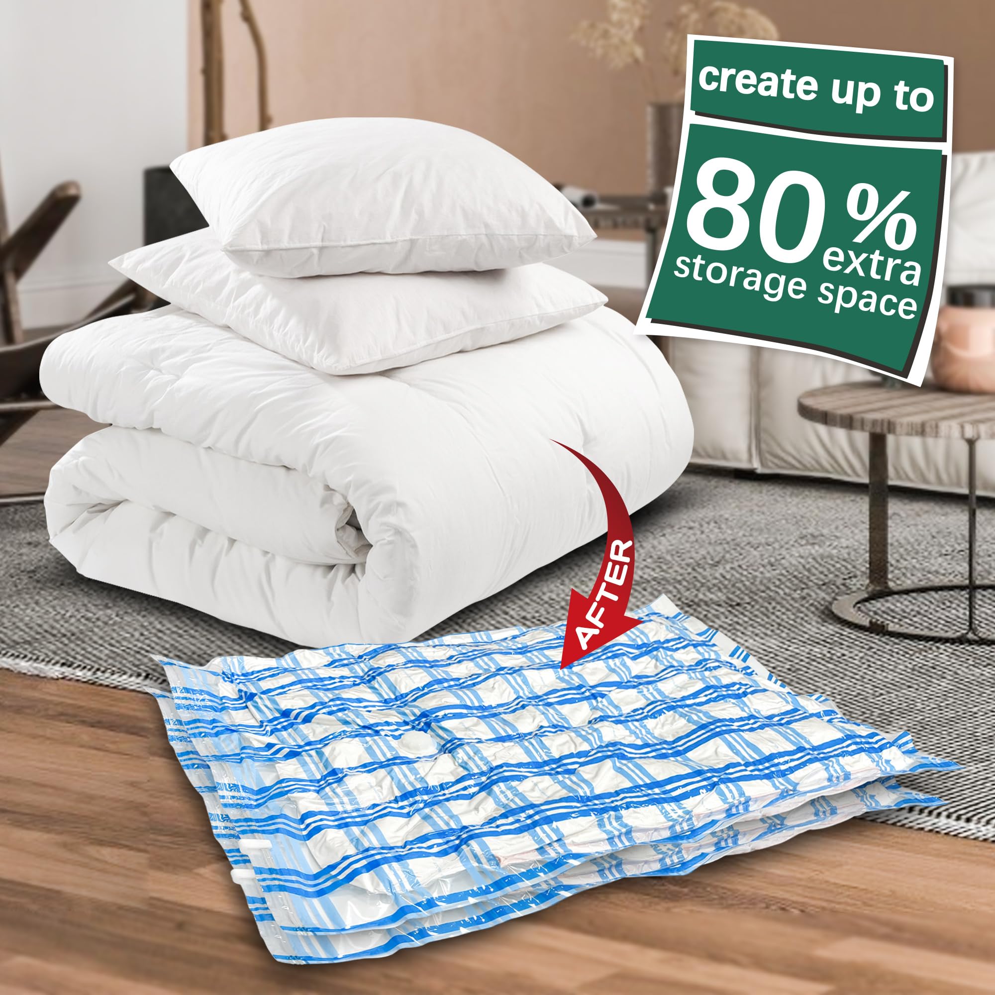 12 Jumbo Vacuum Storage Bags, Space Bags Vacuum Seal Bags for Clothes, Clothing, Comforters and Blankets