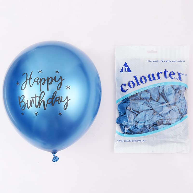 10pcs Balloon Confetti balloons Happy birthday Printed Pattern Globos Metallic Ballon Birthday Party Decorations (sky blue)