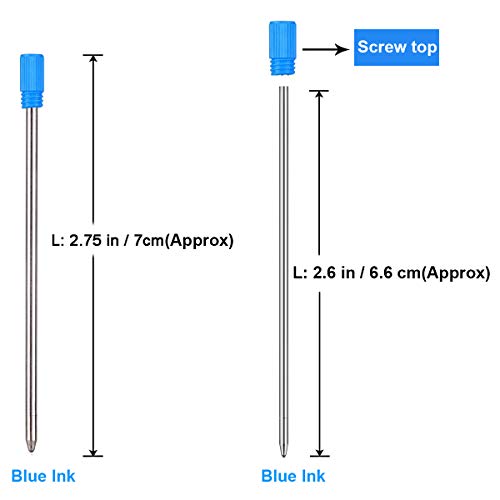 D1/ 2.75" Ballpoint Pen Refills for Penyeah 4-in-1 Stylus/Diamond Stylus/Lighted Tip Pen/Led Pen Light or Other Brands,0.7mm Fine Point (Pack of 12, Blue Ink)