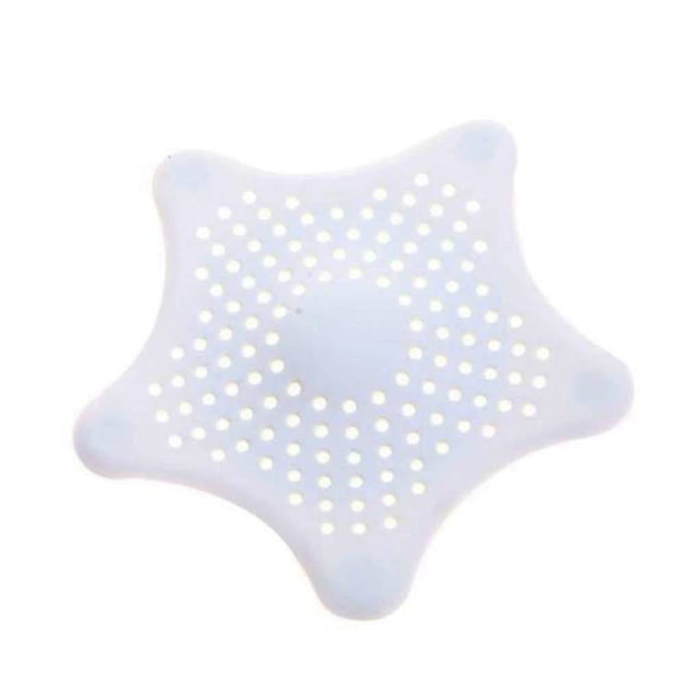 1PCS 15×13cm Bathtub Shower Floor Silicone Drain Stopper Five-pointed Star Kitchen Sink Mesh Filter,White