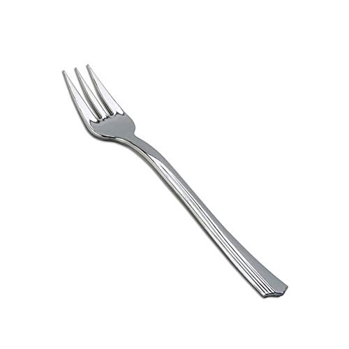 200 Mini Plastic Tasting Forks for Appetizer - 4.2β Inches Reflection Stainless Steel Finished Silver Perfect Desserts Cocktail Cake Fruit Wedding Party Petite Premium Three Prong Disposable Fork