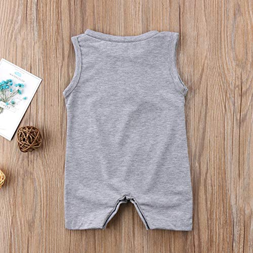 Aalizzwell 6-12 9 Months Baby Boy Romper Infant Sleeveless Short Romper One Piece Active Summer Clothes Gray