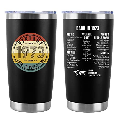 50th Birthday Gifts for Men, Funny 1973 50 Year Old Gifts for Men Women 50th Birthday Decorations Men Women Unique Christmas Fathers Valentines Gifts for Husband Dad Wife - 20 OZ Tumbler