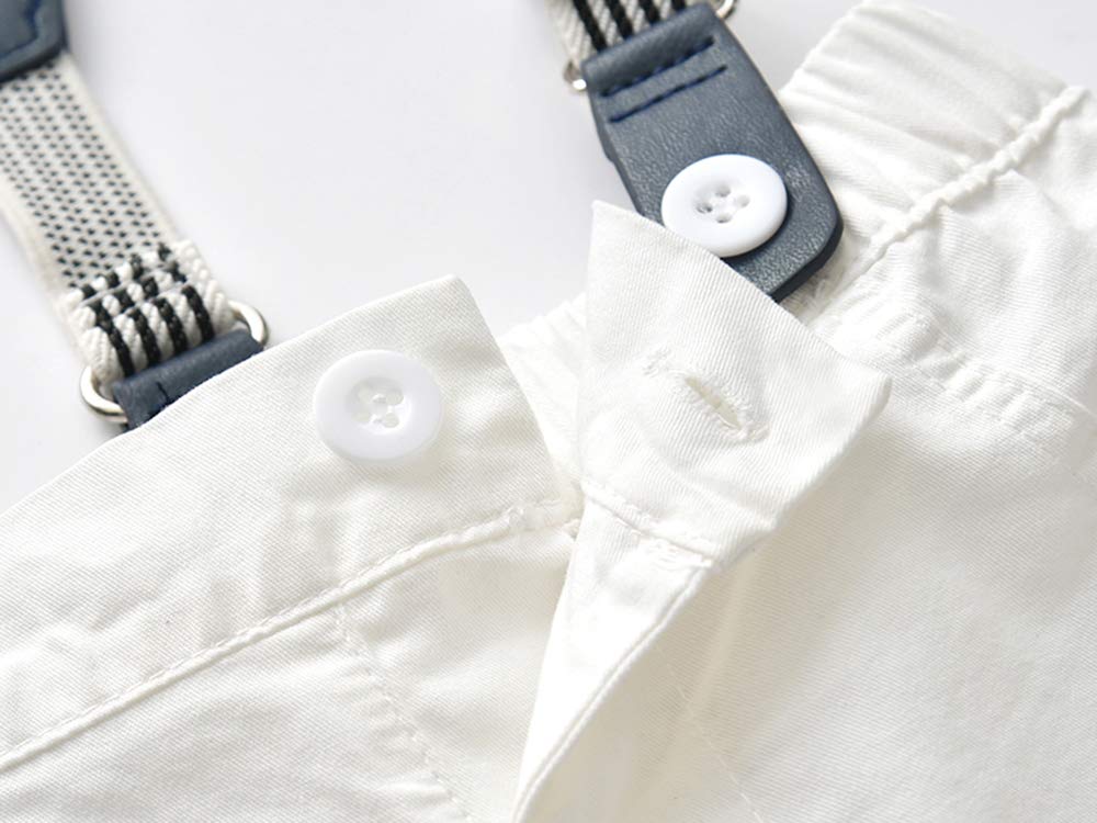 Baby Boys Gentleman Outfits Suits, Infant Short Sleeves Shirt+Bib Pants+Bow Tie Overalls Clothes Set,3-6M Multi