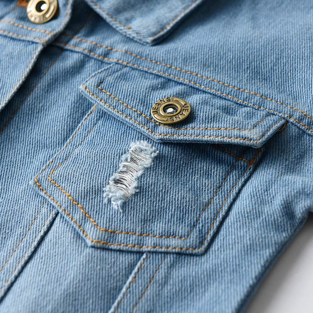 Baby Boys Girls Denim Jacket Kids Toddler Button Down Jeans Jacket Top(Light Blue, 120/4-5T)