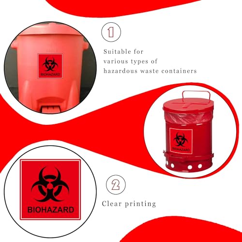 12 Pack Biohazard Stickers Sign Biohazard Warning Labels 4Inch Universal Biohazard Symbol Vinyl Waterproof Hazardous Materials Warning Stickers for Labs, Hospitals and Industrial Use