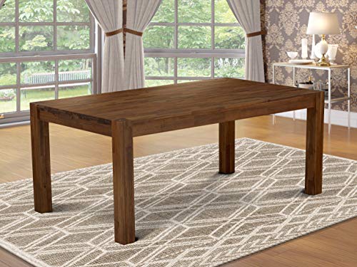 East West Furniture Wooden LM7-0N-T Wood Dining Table Rectangular Tabletop and 72 x 40 x 30-Sandblasting Antique Walnut Finish