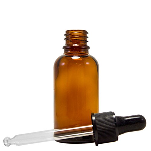 4 Oz (120 ml) Amber Boston Round Glass Bottle w/Dropper - Pack of 6
