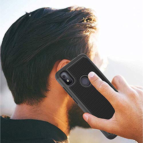 yuanming T-Mobile Revvl 4 Case,Revvl 4 Case,with HD Screen Protector [Shock Absorption] Hybrid Dual Layer TPU & Hard Back Cover Bumper Protective Case Cover for T-Mobile Revvl 4 (Black Armor)