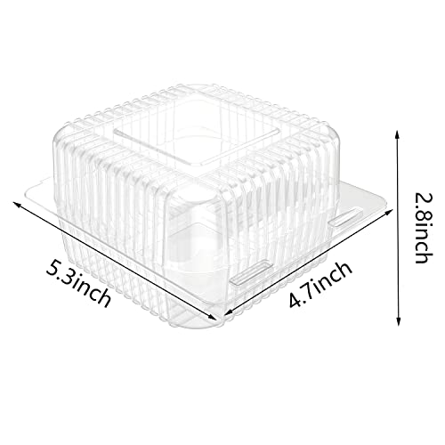 200 Pcs Clear Plastic Hinged Take Out Containers Disposable Clamshell Food Cake Containers with Lids 5.3 x 4.7 x 2.8 inch for Dessert, Cakes, Cookies, Salads, Pasta, Sandwiches
