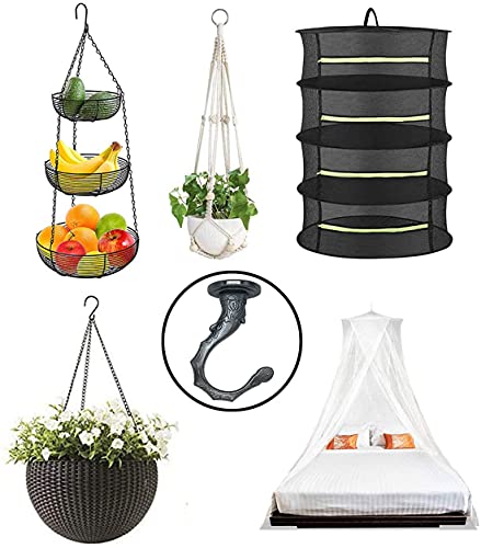 2 Sets Swag Ceiling Hooks Heavy Duty Swag Hook with Hardware for Hanging Plants Ceiling Installation Cavity Wall Fixing (2, Brilliant Black)