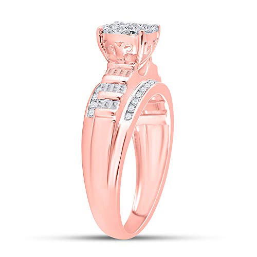 10kt Rose Gold Round Diamond Cluster Bridal Wedding Engagement Ring 1/2 Cttw