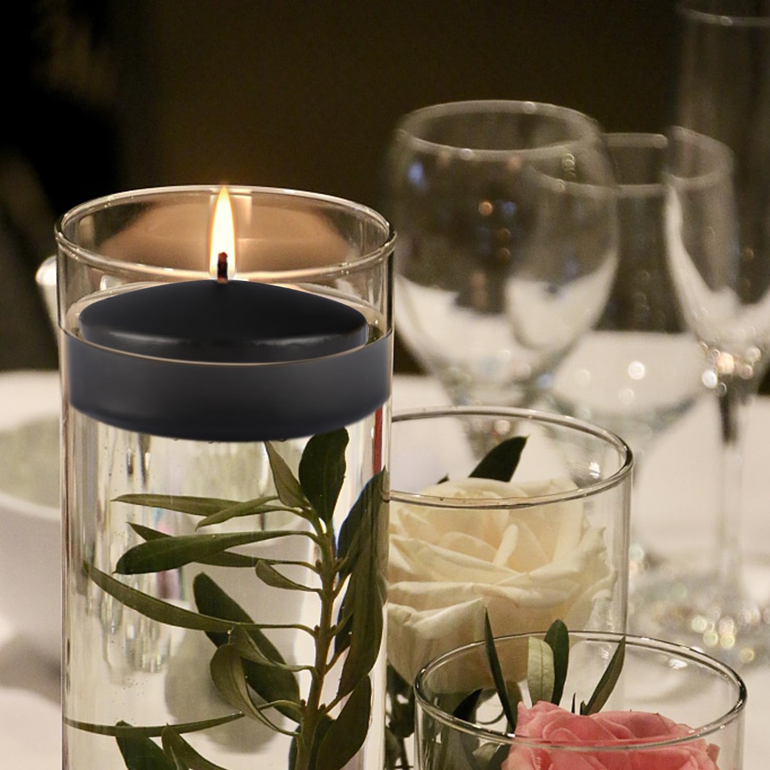 12 Bulk White Floating Candles-2 inch Unscented Tealights -for Romantic Weddings Decorations Pool Centerpieces Parties