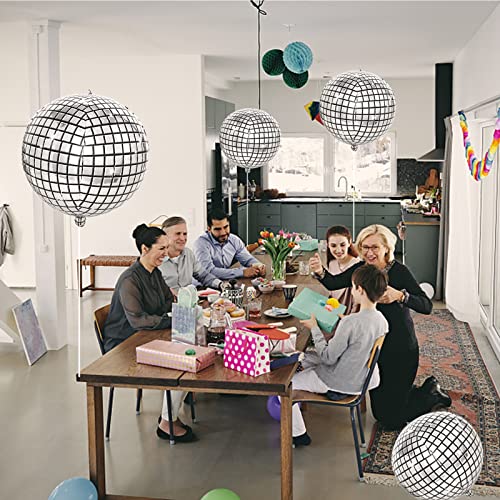 12 Pack Disco Balloons,22 Inch Large Disco Balloons 4D Silver Laser Balloons Metallic Mirror Mylar Balloons for 70s Disco Party Decorations Birthday Party