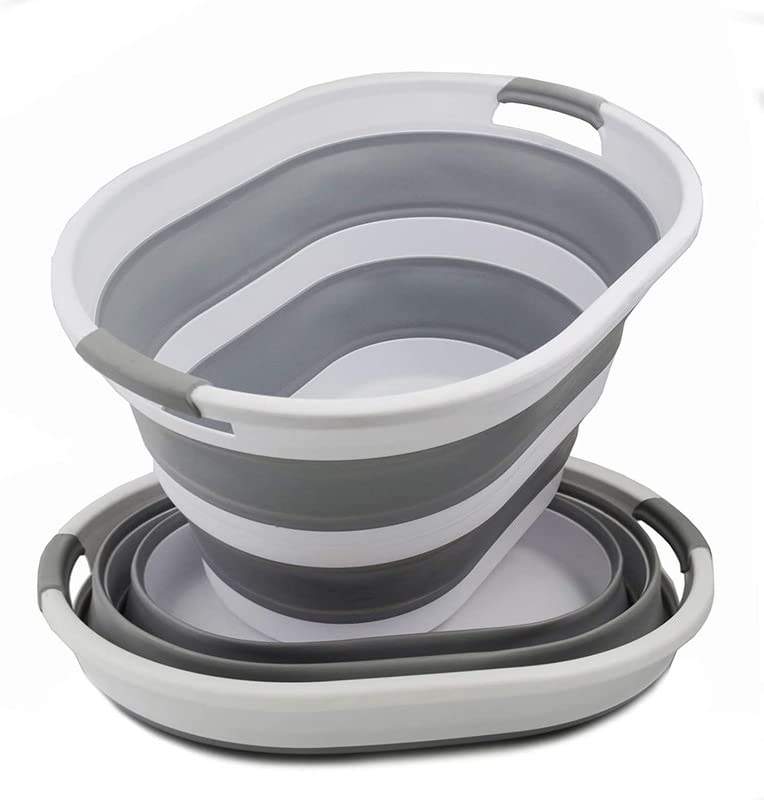 2-Pack Collapsible Laundry Baskets - Plastic Foldable Hampers for Laundry with Pop-up Design for Easy Storage - Gray Durable Hamper Collapse Basket. size: 21.5 x 15.75 x 10