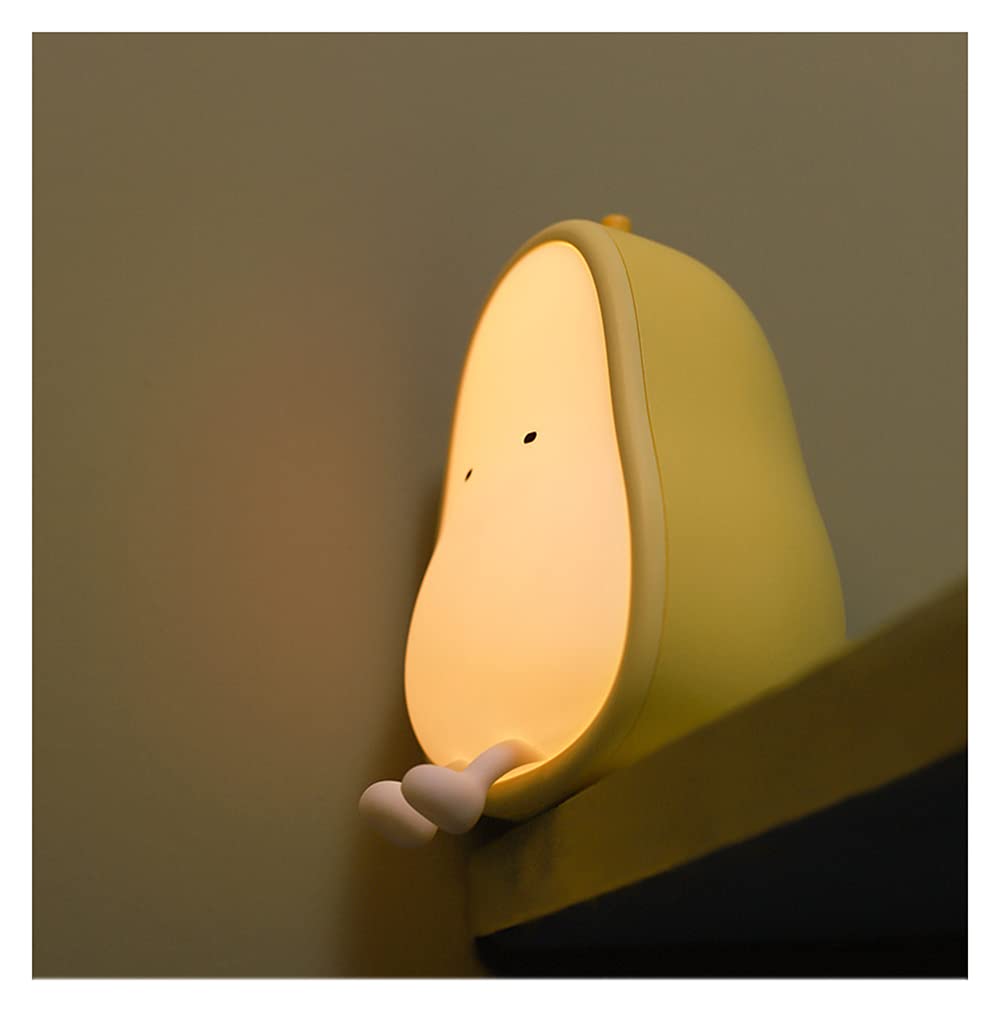 ipalmay Night Lights for Kids USB Rechargeable Lamps, BPA-Free ABS+Silicone Bedside Lamp for Breastfeeding,Color Changing, Yellow Pear