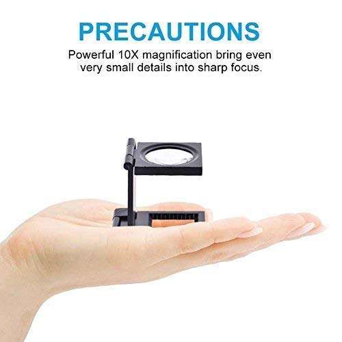 10X 28mm Mini Three-Folding 10X Magnifier Zinc Alloy Magnifier Magnifying Glass with Scale for Textile Optical Jewelry Tool, Pack of 3
