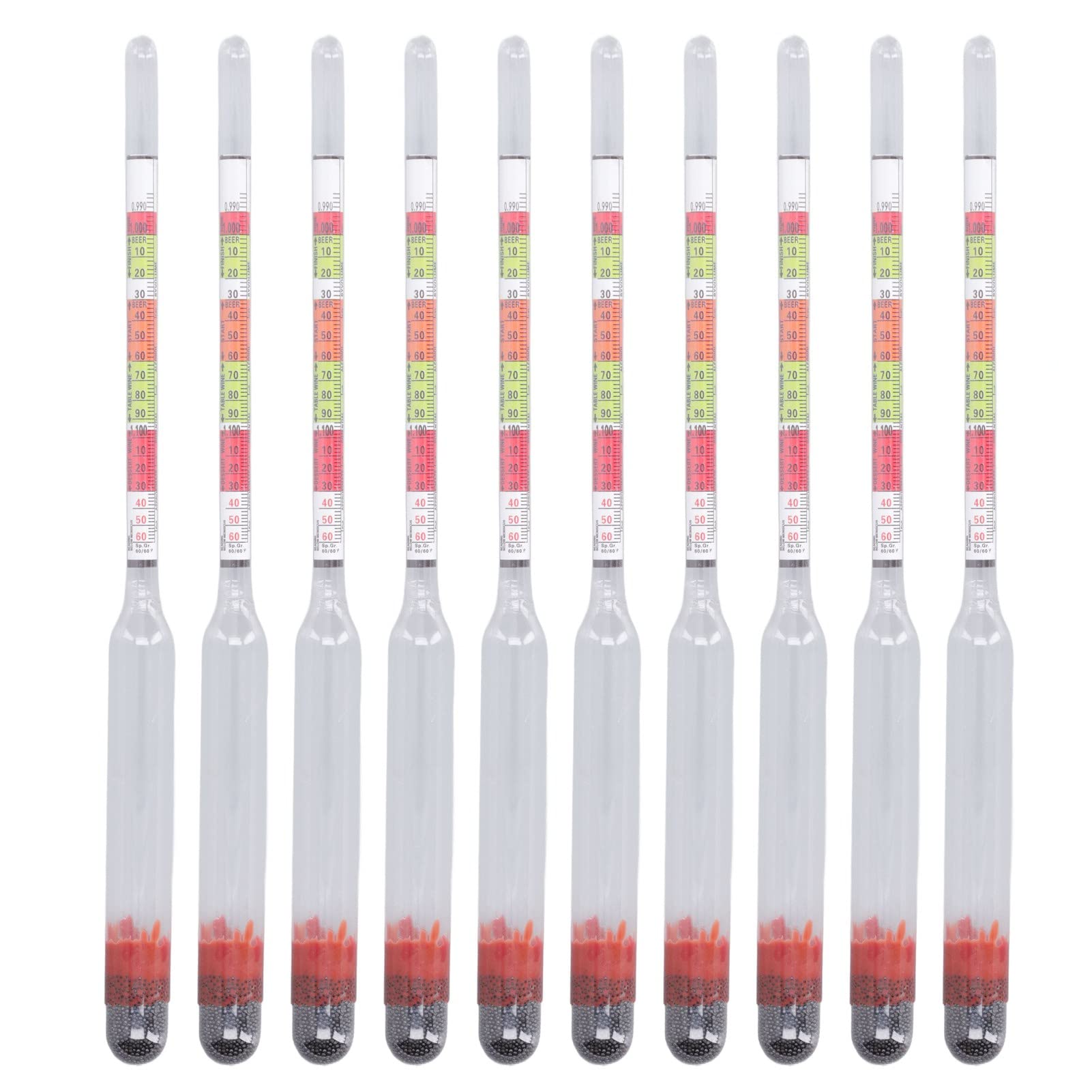 10pcs Triple Scale Hydrometer Alcohol Meter Brewing Tools for Restaurant Home Brewing