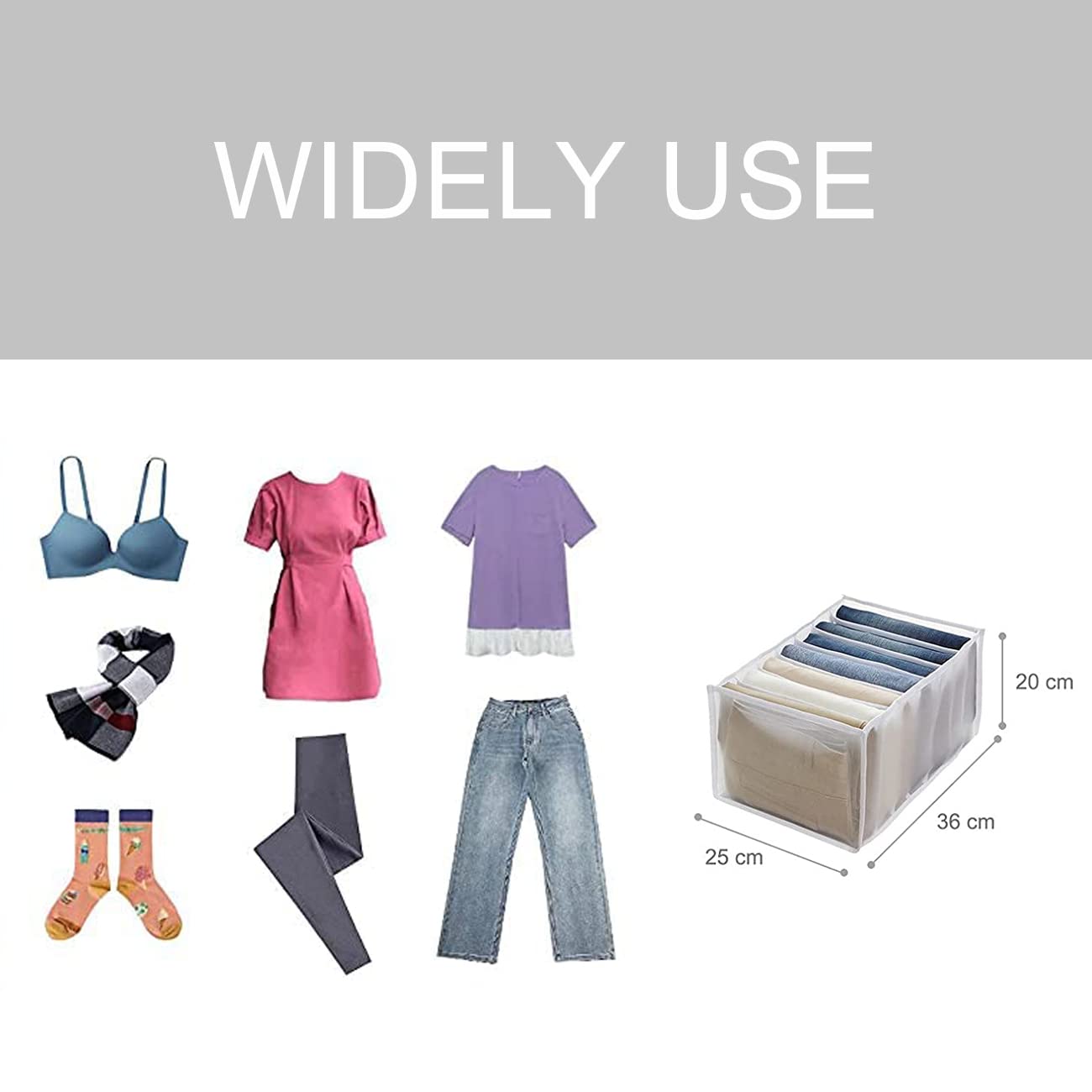 7 Grids Wardrobe Clothes Organizer, Ksndurn White Closet Organizers - Storage Baskets / Clothes Drawer Mesh Separation Box (model)