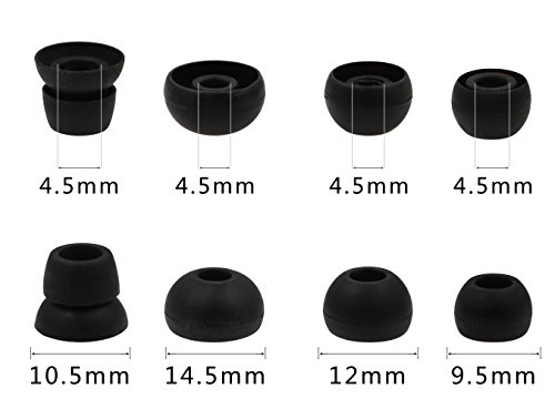 ALXCD Ear Tips for Powerbeats3 Wireless Earphone, SML 3 Sizes 6 Pair Earbud Tips & 2 Pair Double Flange Silicone Replacement Ear Tip Cushion, Fit for Beats Powerbeats 3 Wireless 3 [8 Pair](Black)