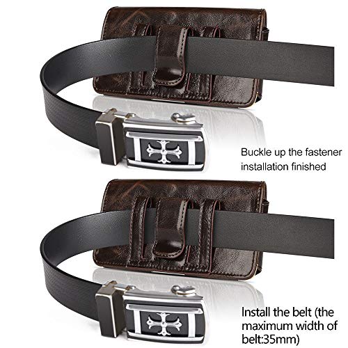 Belt Holster Case for iPhone 14 Pro Max 14 Plus, Horizontal Cell Phone Belt Holder Pouch Case with Clip for iPhone 13 Pro Max iPhone 12 Pro Max 8 Plus Pixel 6 Galaxy S22+ Plus S23+(Brown)