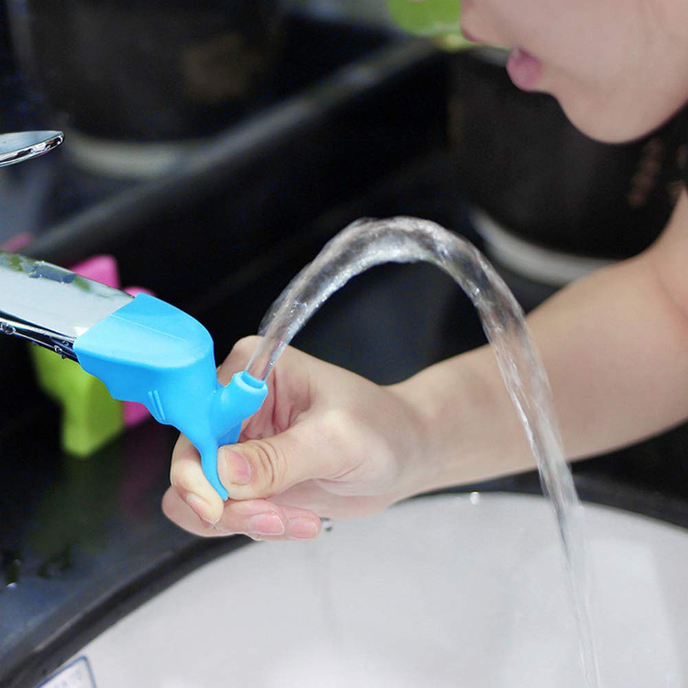 Alvinlite Faucet Extender, Silicone Sink Spout Extender Children Water Spout Cover Hand Washing Handle Extender Hand Wash Helper for Bathroom Kitchen(Blue)