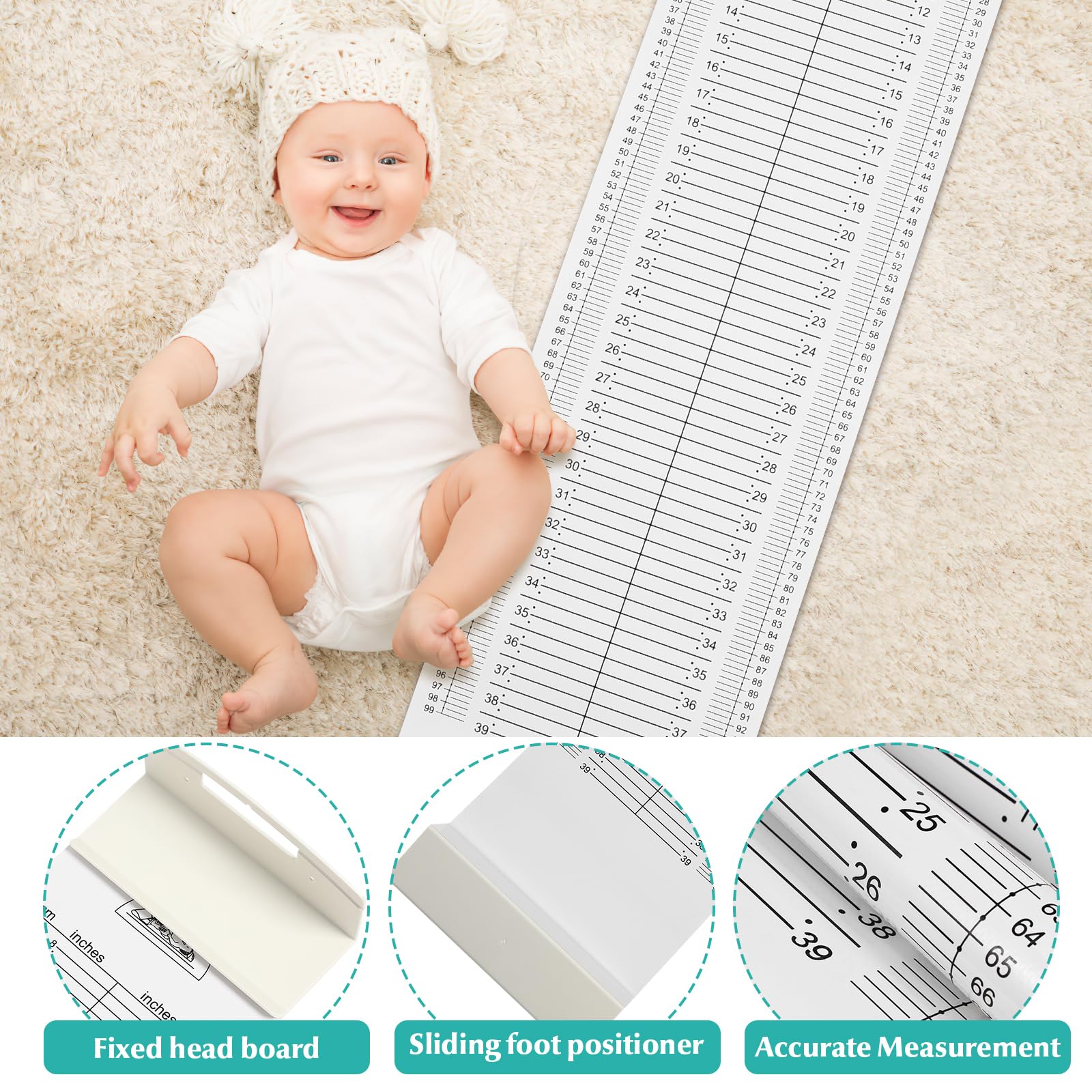 iplusmile Baby Height Measuring Mat, Infantometer Height Ruler, Growth Height Chart, Chart Soft Grow Height Chart Tape for Toddler Newborn