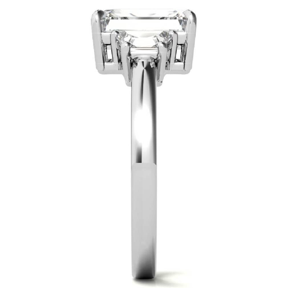 10K Solid White Gold Handmade Engagement Rings, 3 CT Emerald Cut Moissanite Diamond Solitaire Wedding/Bridal Rings for Women/Her, Minimalist Ring Anniversary Ring Gifts (8.5)