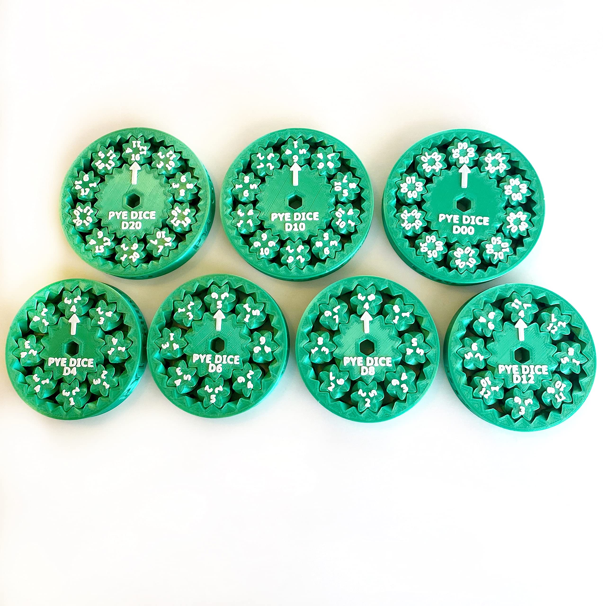 7-Piece Spin Dice Set: Jade Green