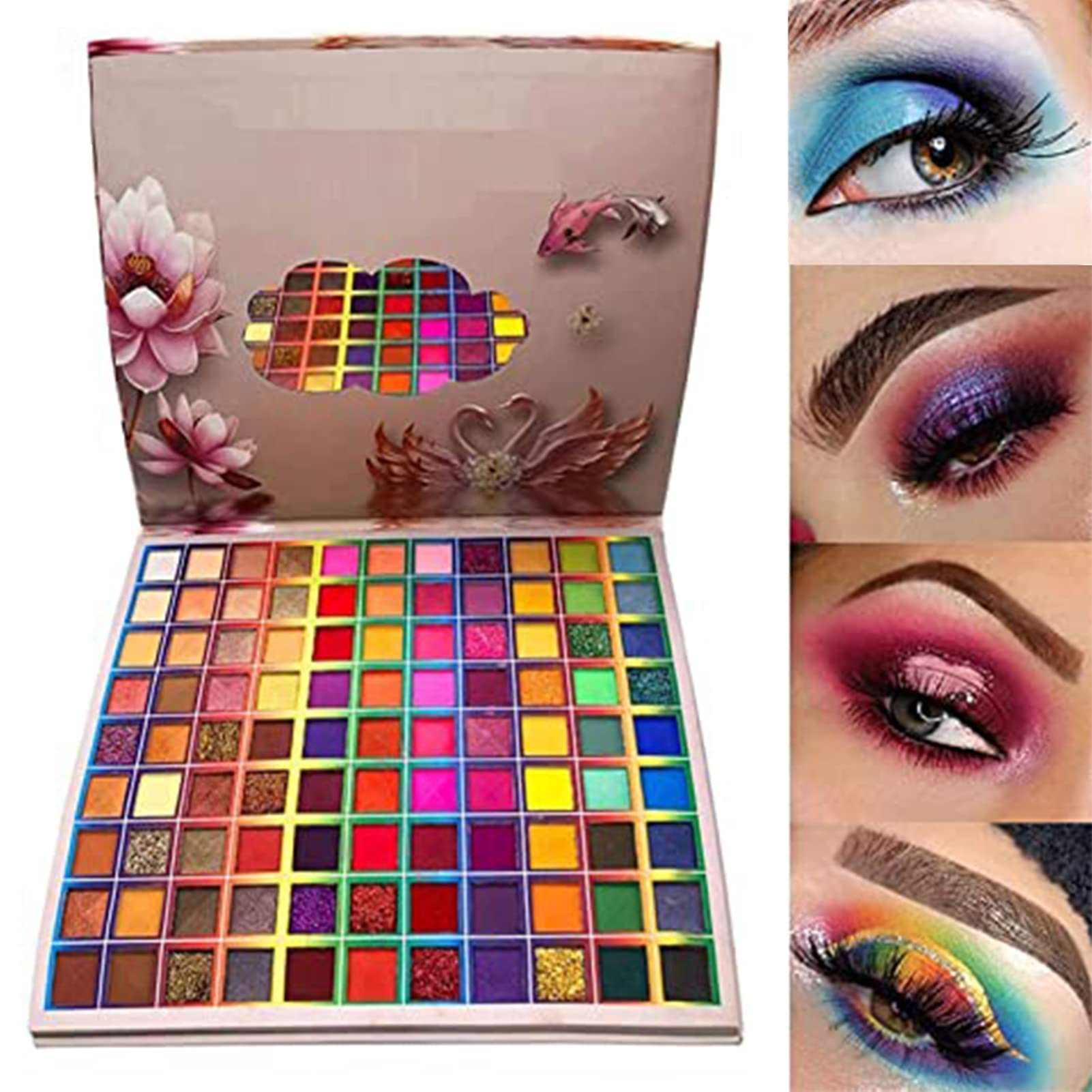 CREAMOON 99 Colors Eyeshadow Palette,Rainbow Shadow Makeup Pallet,Professional Matte Glitter Makeup Metallic Eyeshadow Long Lasting Blendable Natural Colors Make Up Eye Shadows Cosmetics Gift Kit