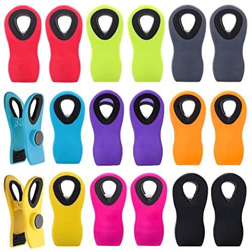 18 Pack Bag Clips with Magnet,Chip Clips Bag Clips Food Clips,Bag Clips for Food Storage,Magnet Clips,Magnetic Bag Clips for Bread Bags,Snack Bags,Food Bags,Clips for Fridge,9 Assorted Bright Colors