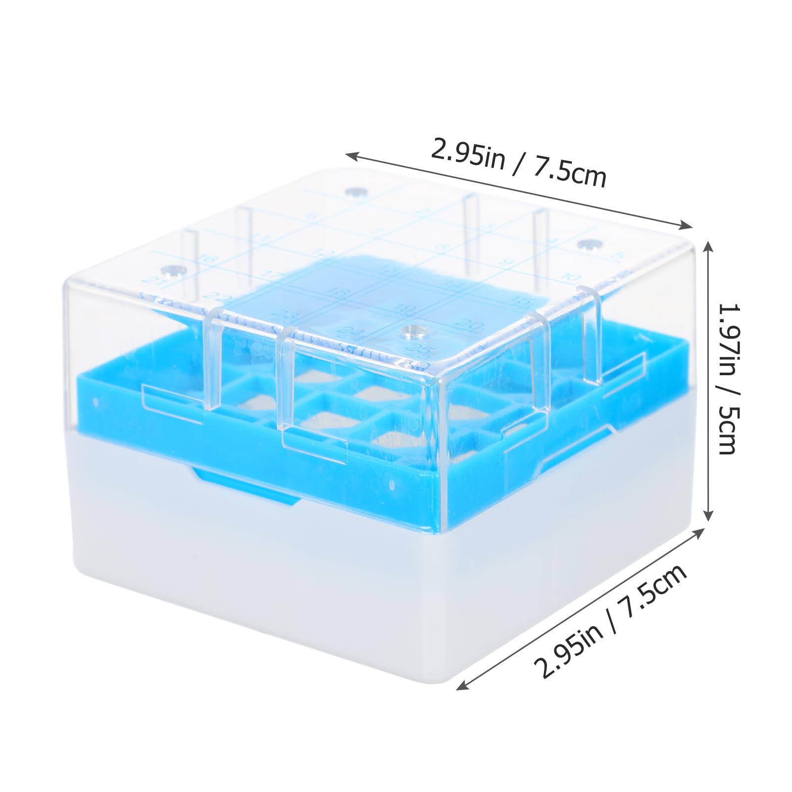 iplusmile Polycarbonate Freezer Boxes 25- grids Freezing Cryovial Storage Box Polycarbonate CryoBox Vial Rack Microcentrifuge Tube Box