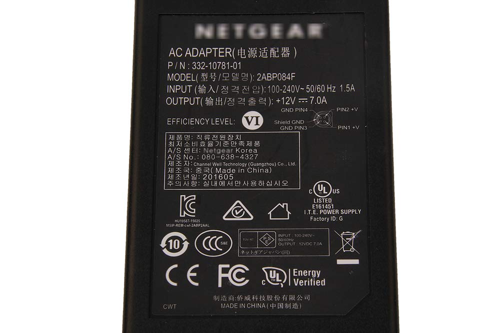 332-10781-01 2ABP084F 12V 7.0A Power Supply AC Adapter for Netgear ReadyNAS