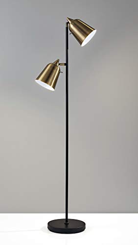 ADESSO 3237-01 Floor-Lamps, Matte Black/Antique Brass