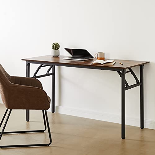 Coral Flower Office Desk 55 inches Folding Table Computer Table Workstation,Rustic Brown