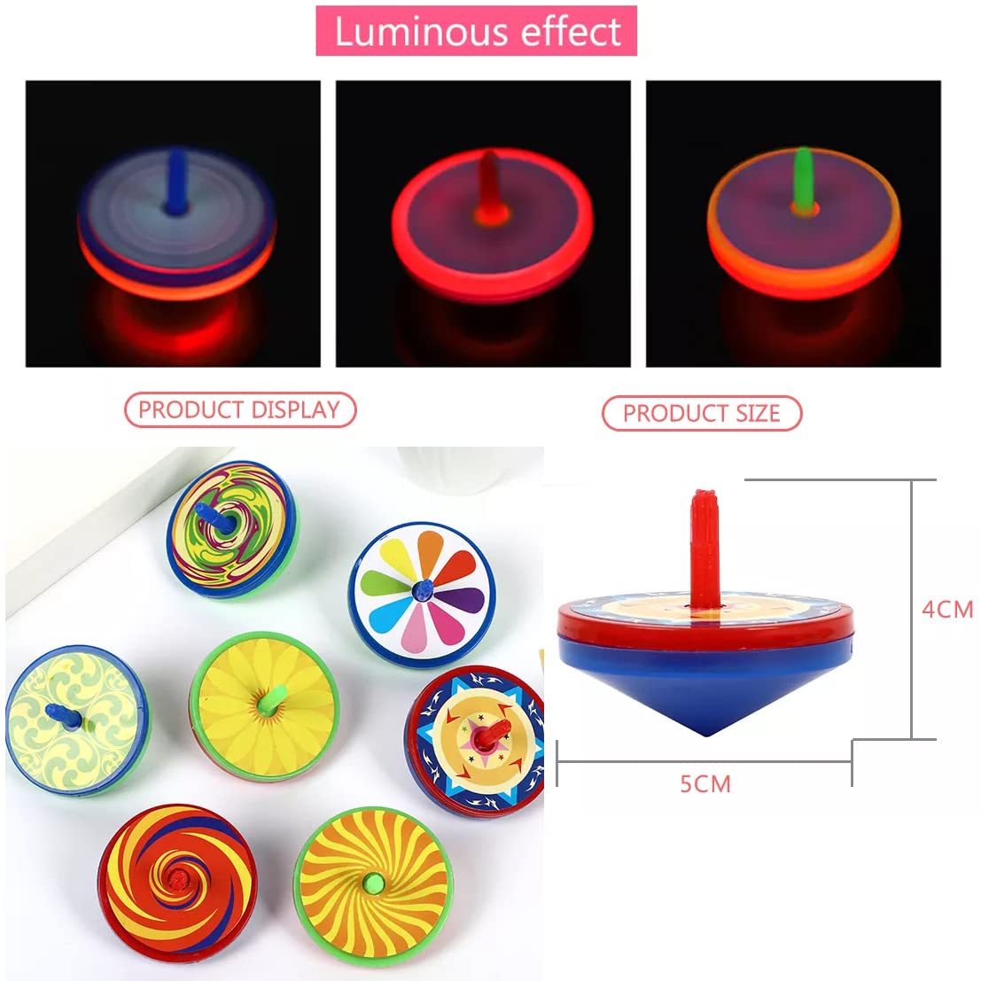 24 PCS Light Up Mini Spinning Tops LED Hand Spinners Toys with Colorful DIY Stickers Design Your Own - Novelty Bulk Stocking Stuffers Party Favors