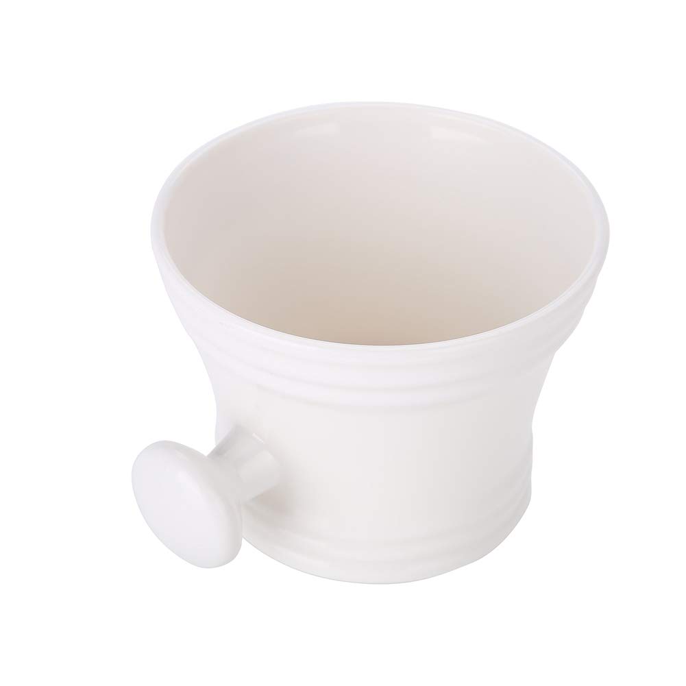 2 Colors Plastic Shaving Soap Bowl Foam Shaving Soap Cream Bowl with little handle Shaving Bowl for Men, Traditional Wet Shaving Factory Shaving Mug (White)